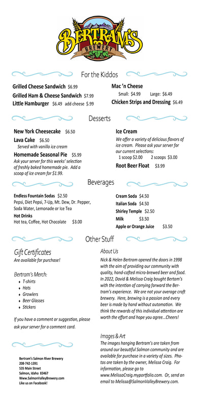 Menu - Bertram's Salmon Valley Brewery Menu - Bertram's Salmon Valley Brewery